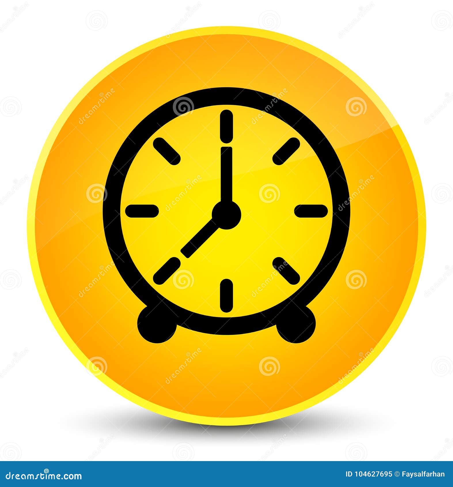 Clock Icon Elegant Yellow Round Button Stock Illustration ...