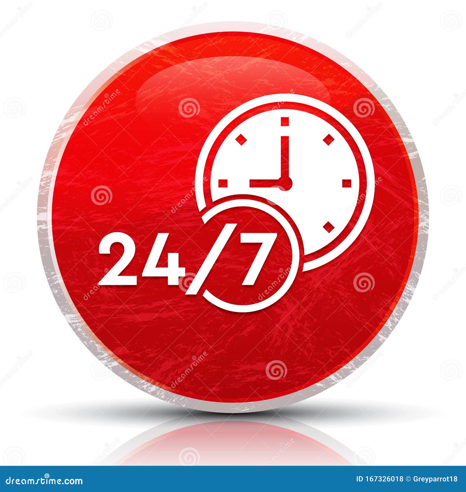 24/7 Clock Icon Metallic Grunge Abstract Red Round Button Illustration ... 24/7 Clock Icon Metallic Grunge Abstract Red Round Button Illustration ...