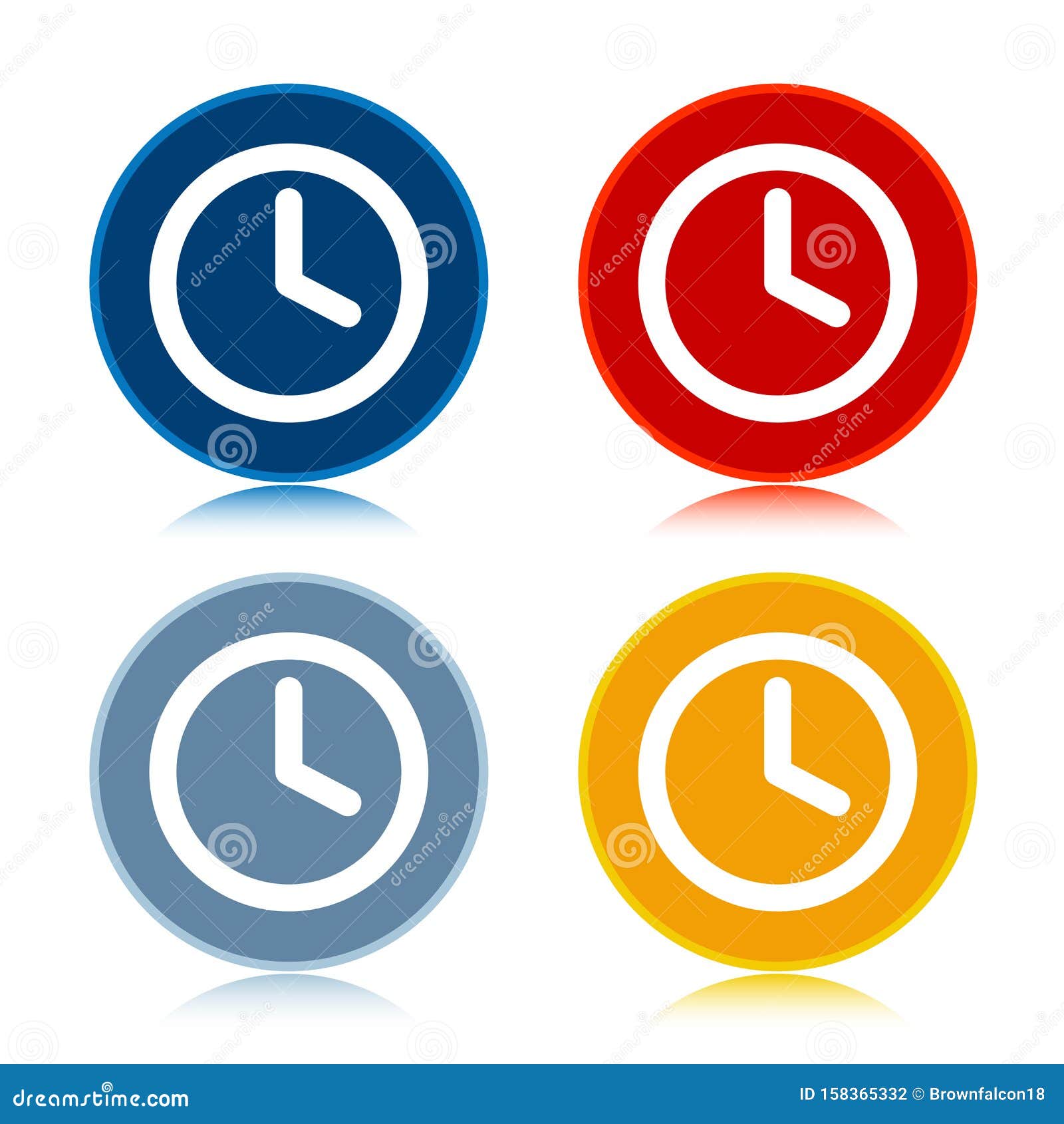 Clock Icon Trendy Flat Round Buttons Set Illustration Design Stock ...