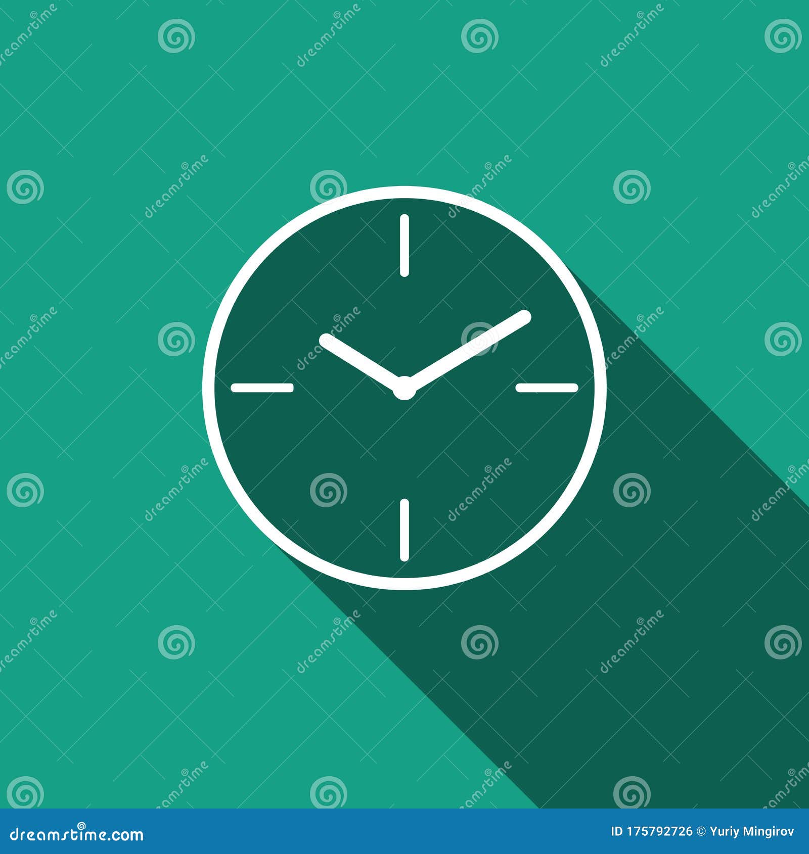 Clock Icon with Long Shadow. Stock Vector - Illustration of counter ...