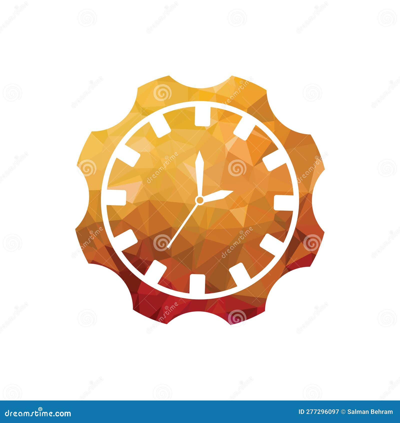 Clock Icon in Low Poly Style. Vector Illustration on White Background ...