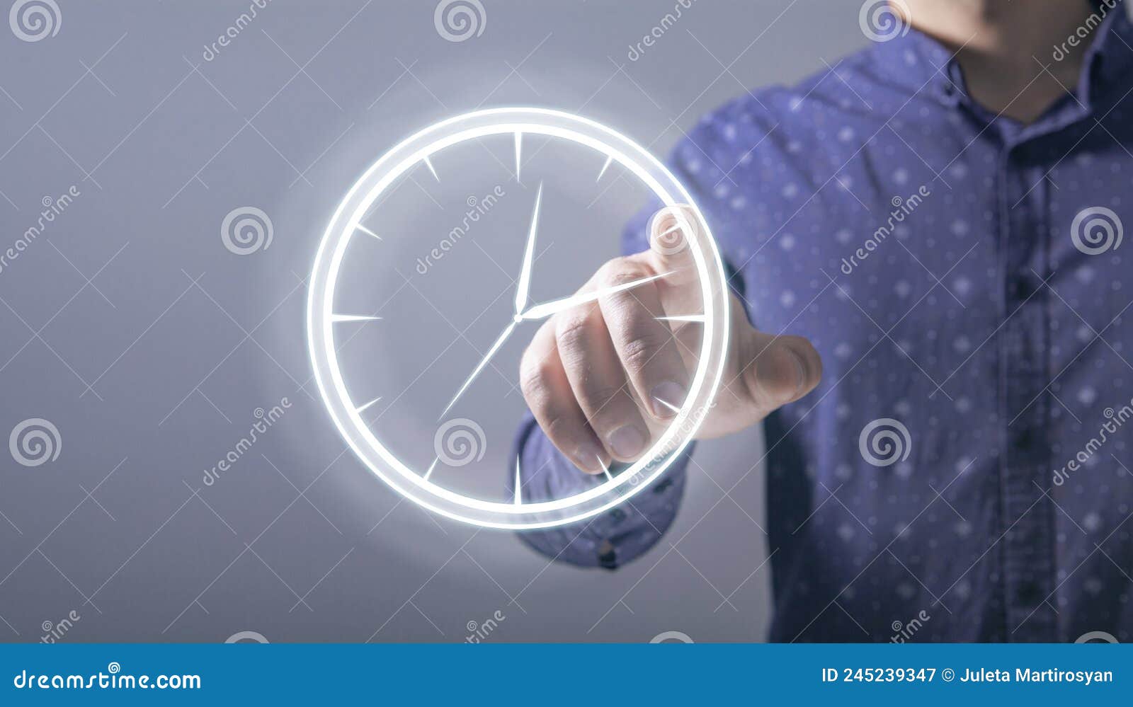 Clock Icon. Man Tapping on the Screen Stock Image - Image of icon ...