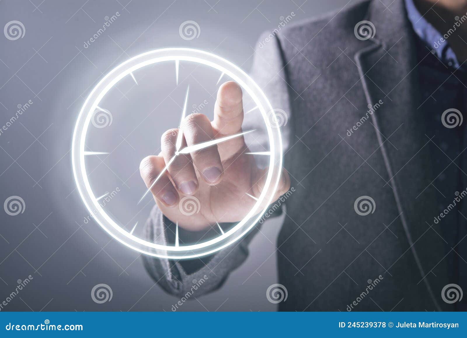 Clock Icon. Man Tapping on the Screen Stock Photo - Image of design ...
