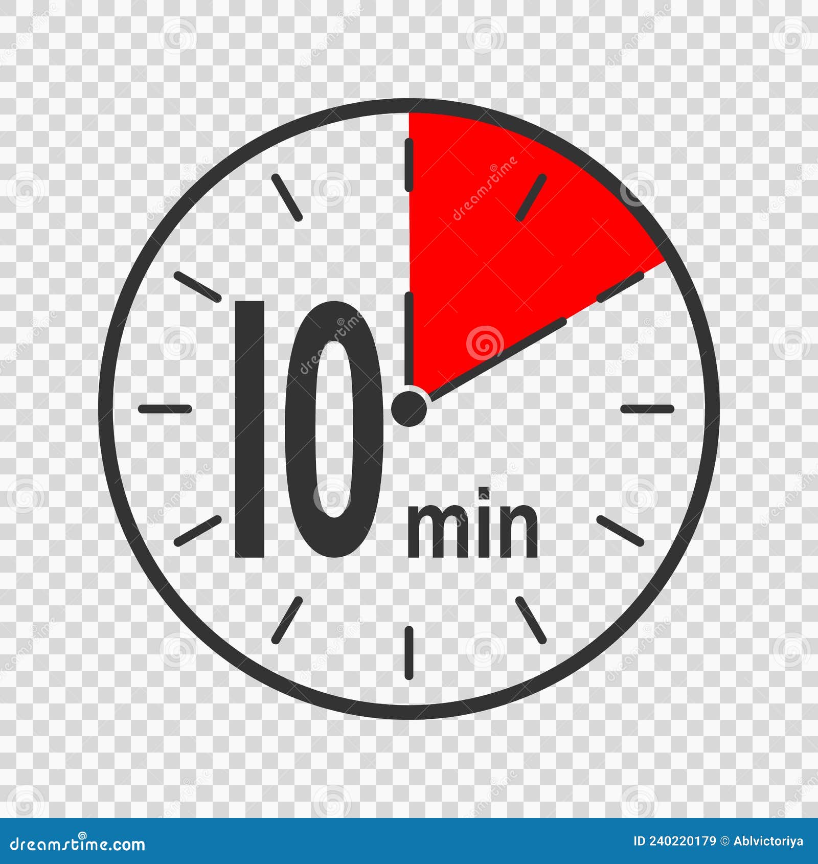 Clock Icon with 10 Minute Time Interval. Countdown Timer or Stopwatch ...