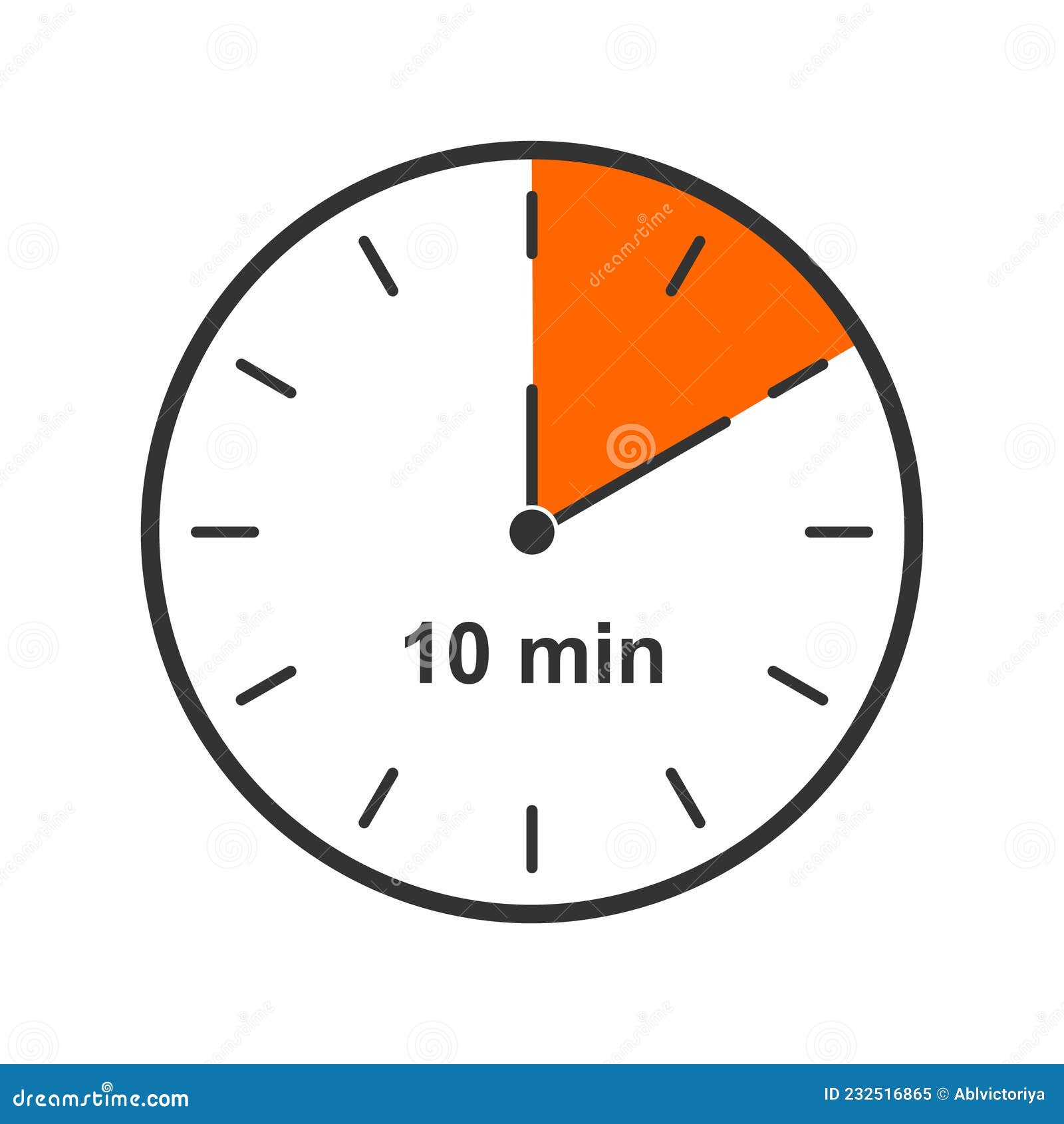 Clock Icon with 10 Minute Time Interval. Countdown Timer or Stopwatch ...