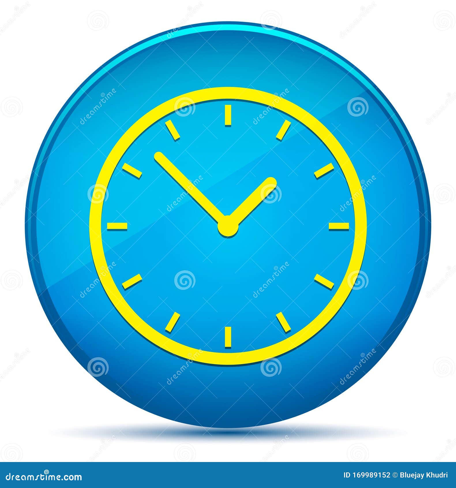 Clock Icon Modern Flat Cyan Blue Round Button Stock Illustration ...