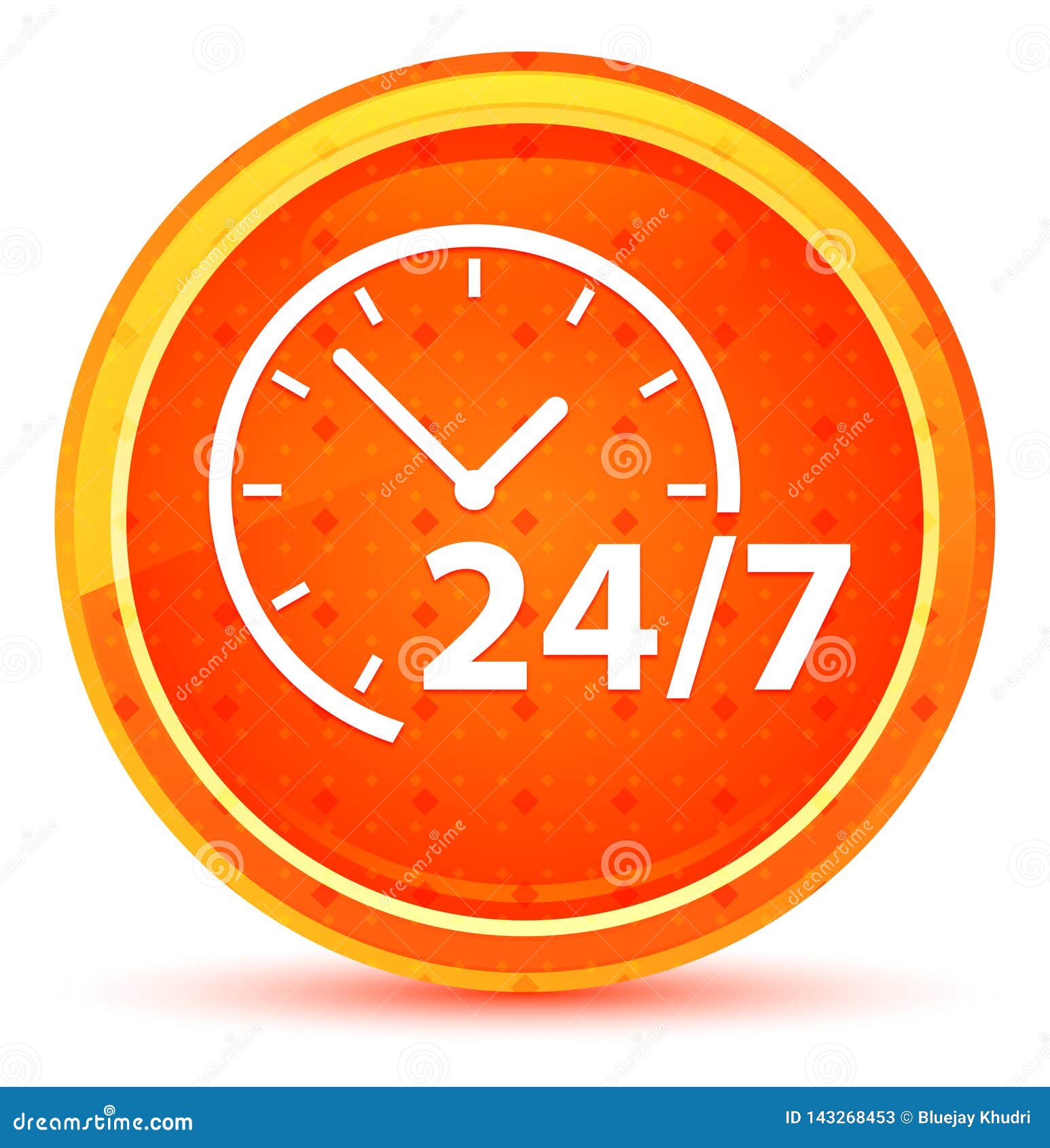 24/7 Clock Icon Natural Orange Round Button Stock Illustration ...