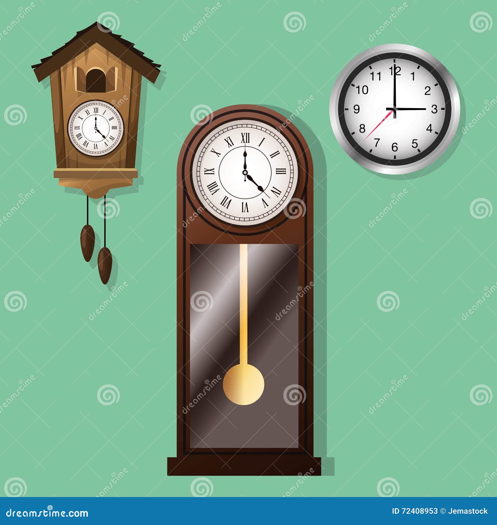 Clock Icon Object, Time Concept Vector Design Stock Vector ...