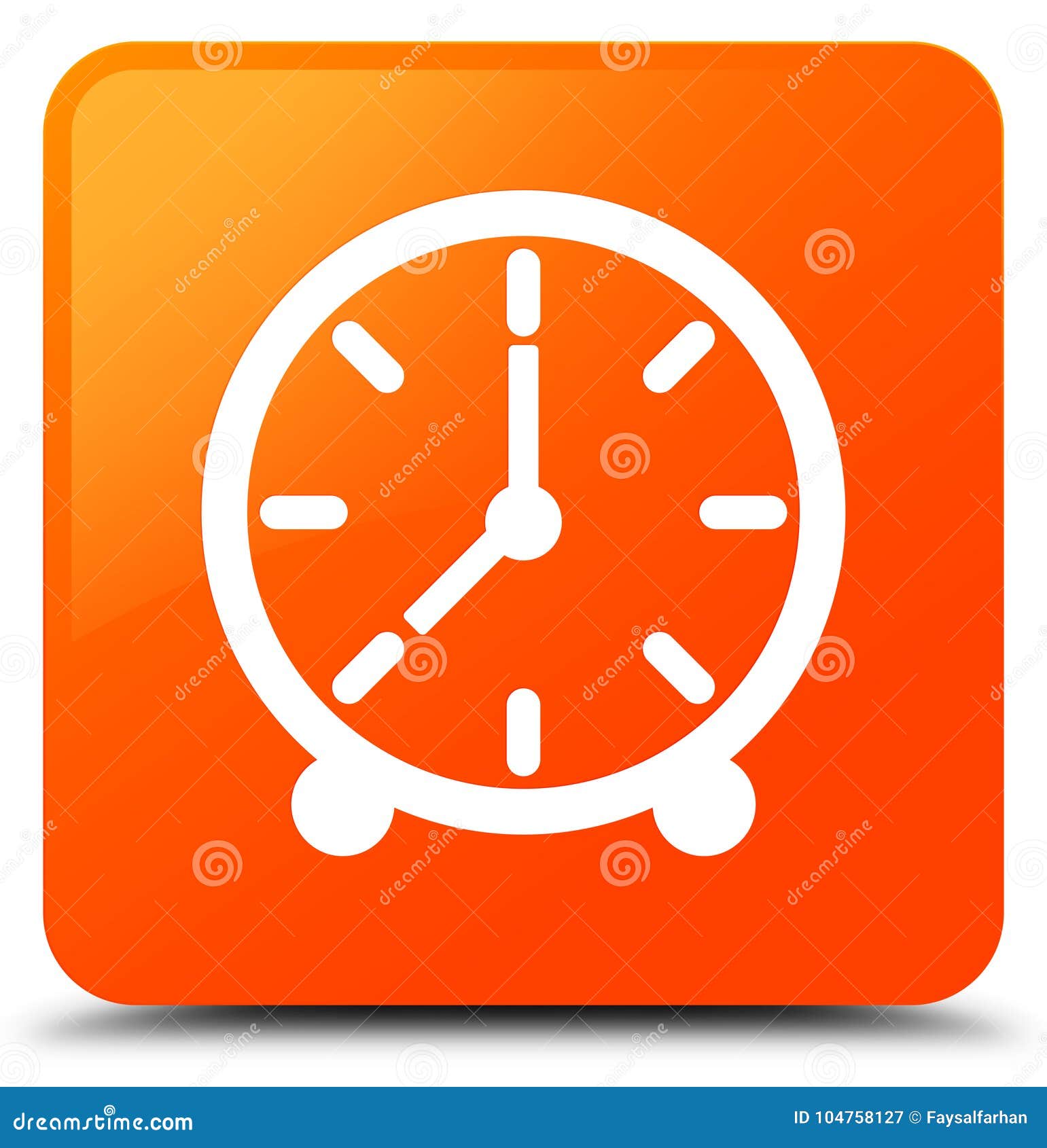 Clock Icon Orange Square Button Stock Illustration - Illustration of ...