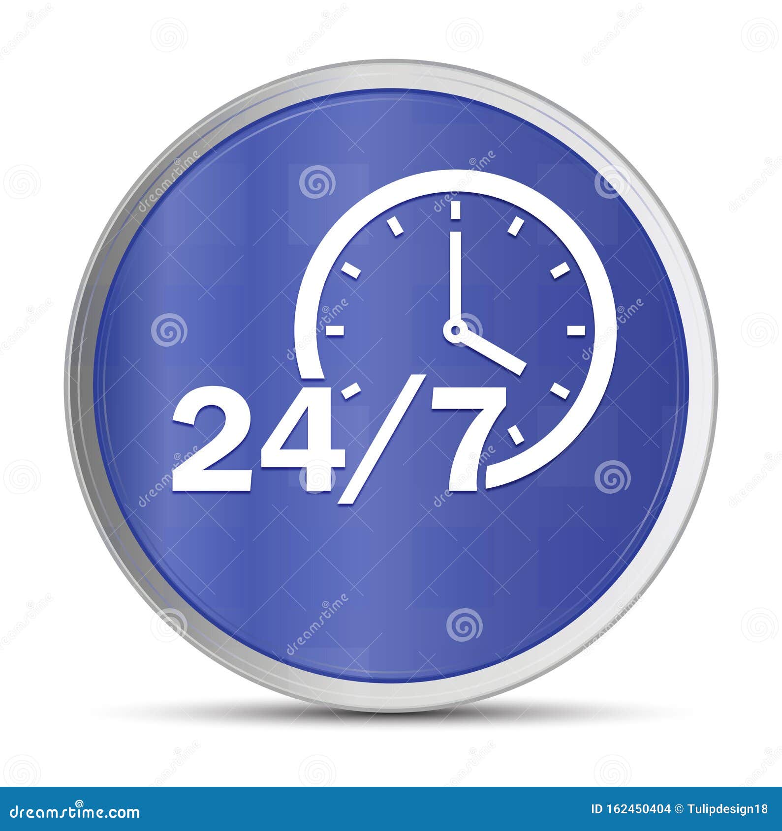 24/7 Clock Icon Prime Blue Round Button Vector Illustration Design ...