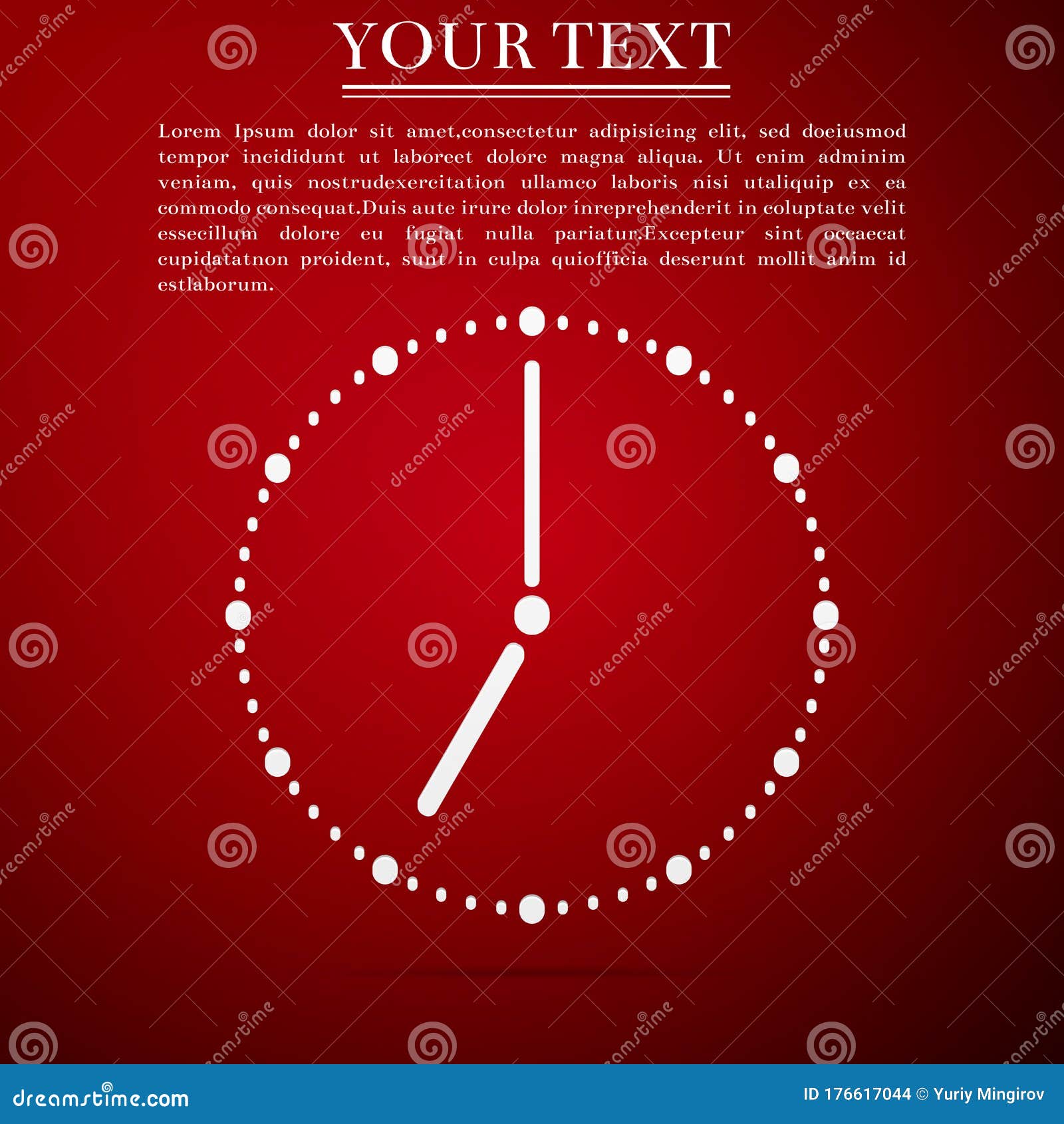 Clock icon on red stock illustration. Illustration of graphic - 176617044