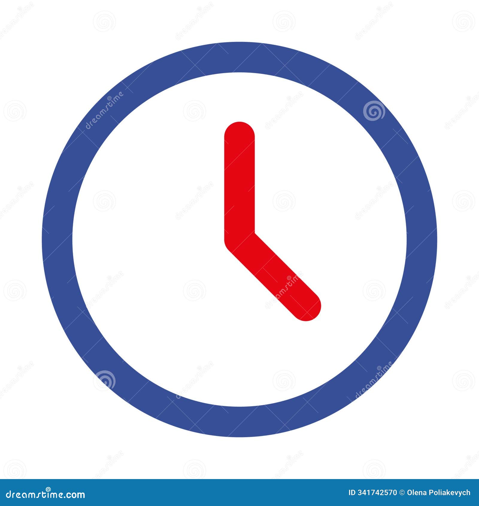 Clock Icon. Red Minute Hand. Blue Frame Design. Vector Image Stock ...