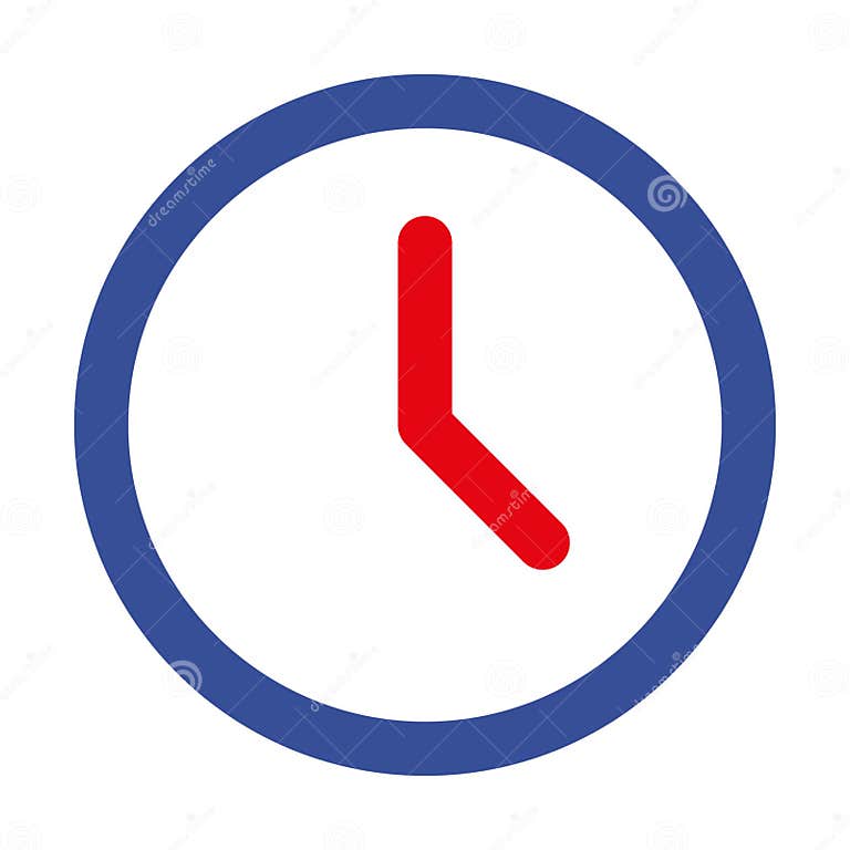 Clock Icon. Red Minute Hand. Blue Frame Design. Vector Image Stock ...