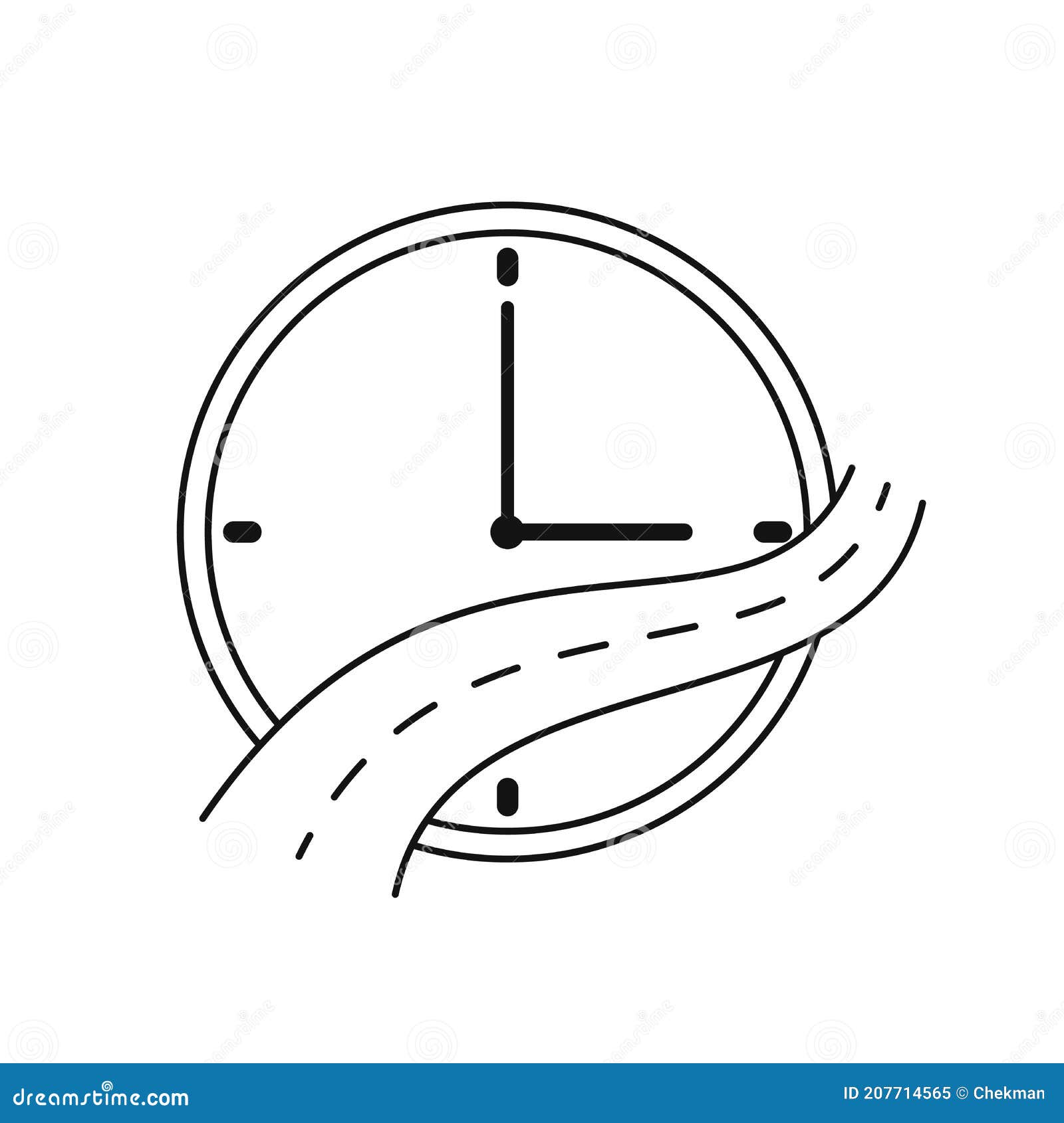 Clock Icon with Road Icon. Conceptual Vector Icon of Time Stock ...