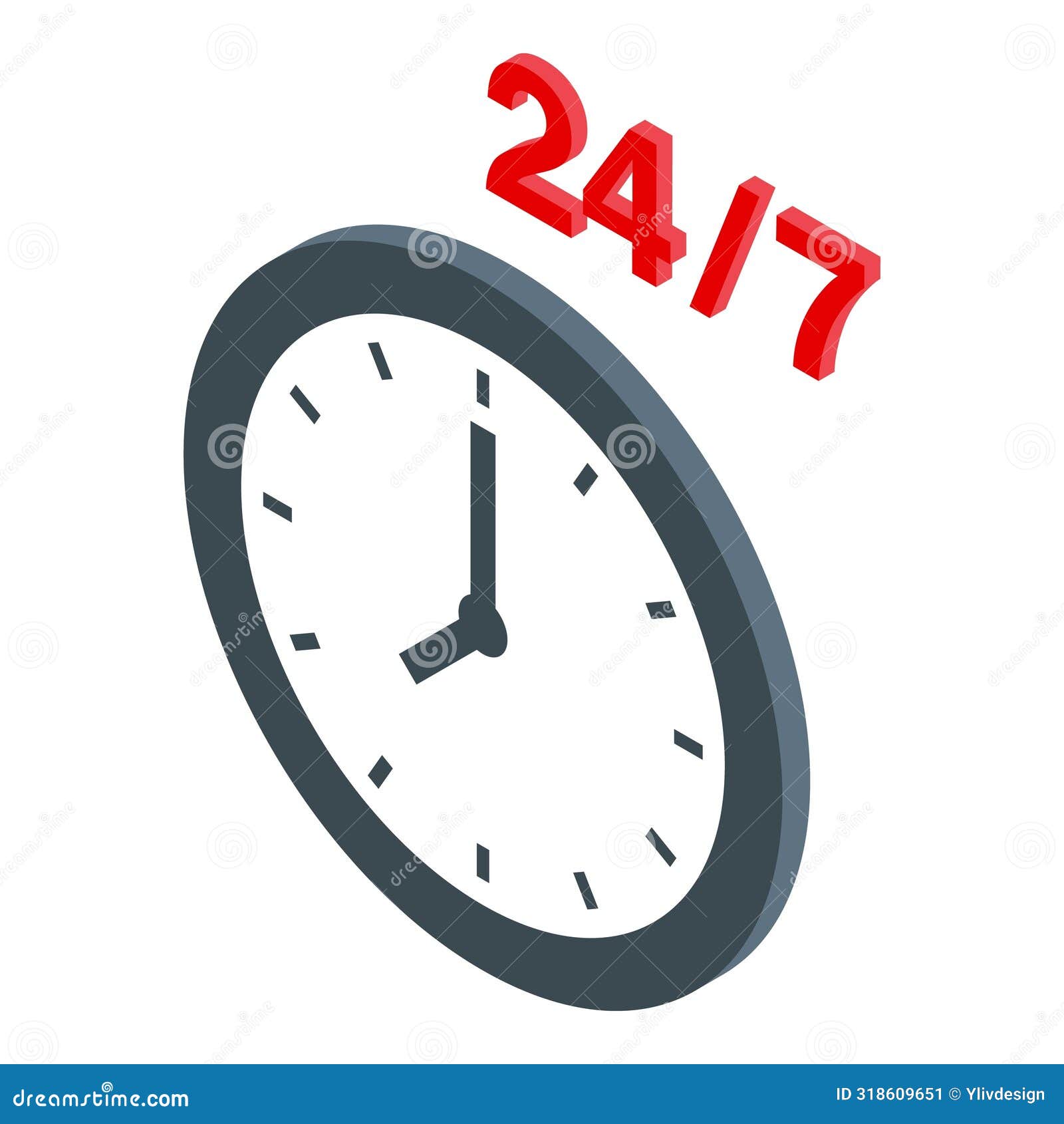 247 Clock Icon Roundtheclock Service Illustration Stock Vector ...