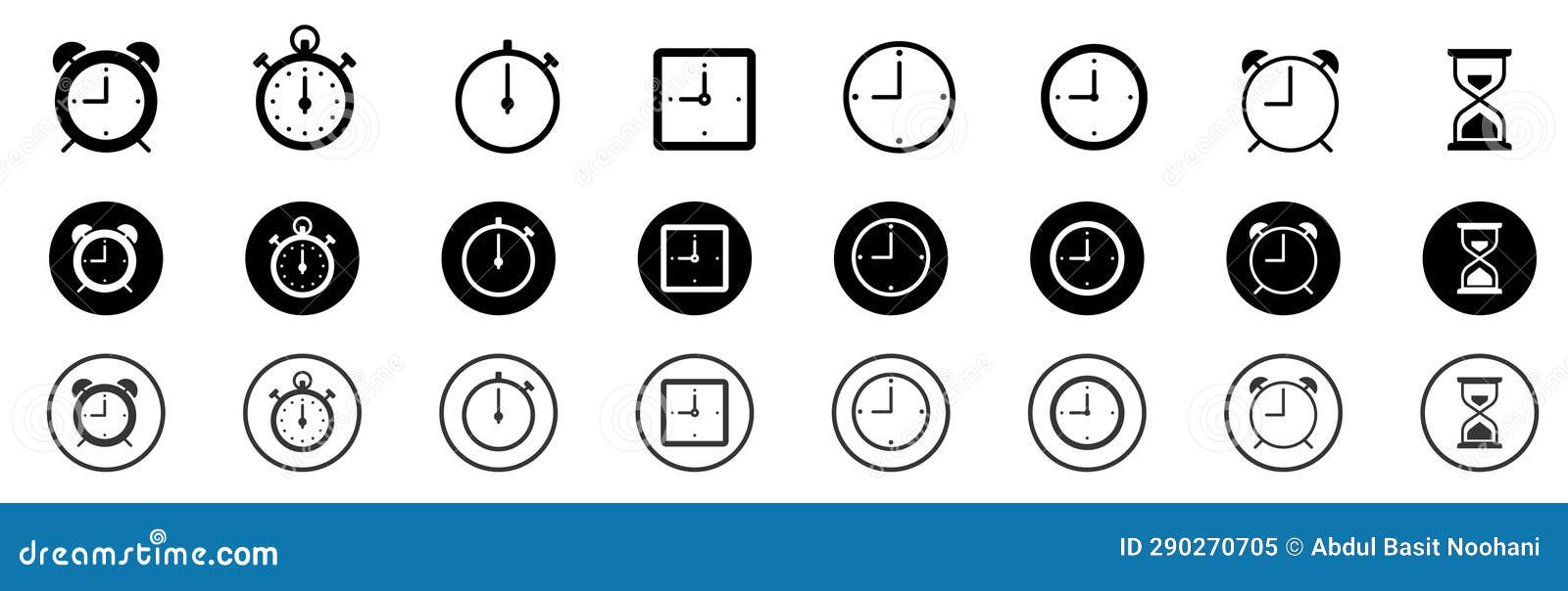 Analog Clocks Showing Time Cartoon Vector 21624683