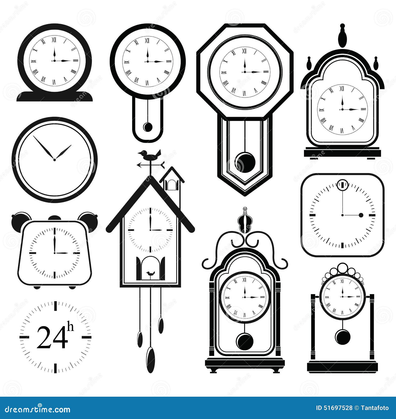 Clock icon set 2 stock vector. Illustration of interface - 51697528