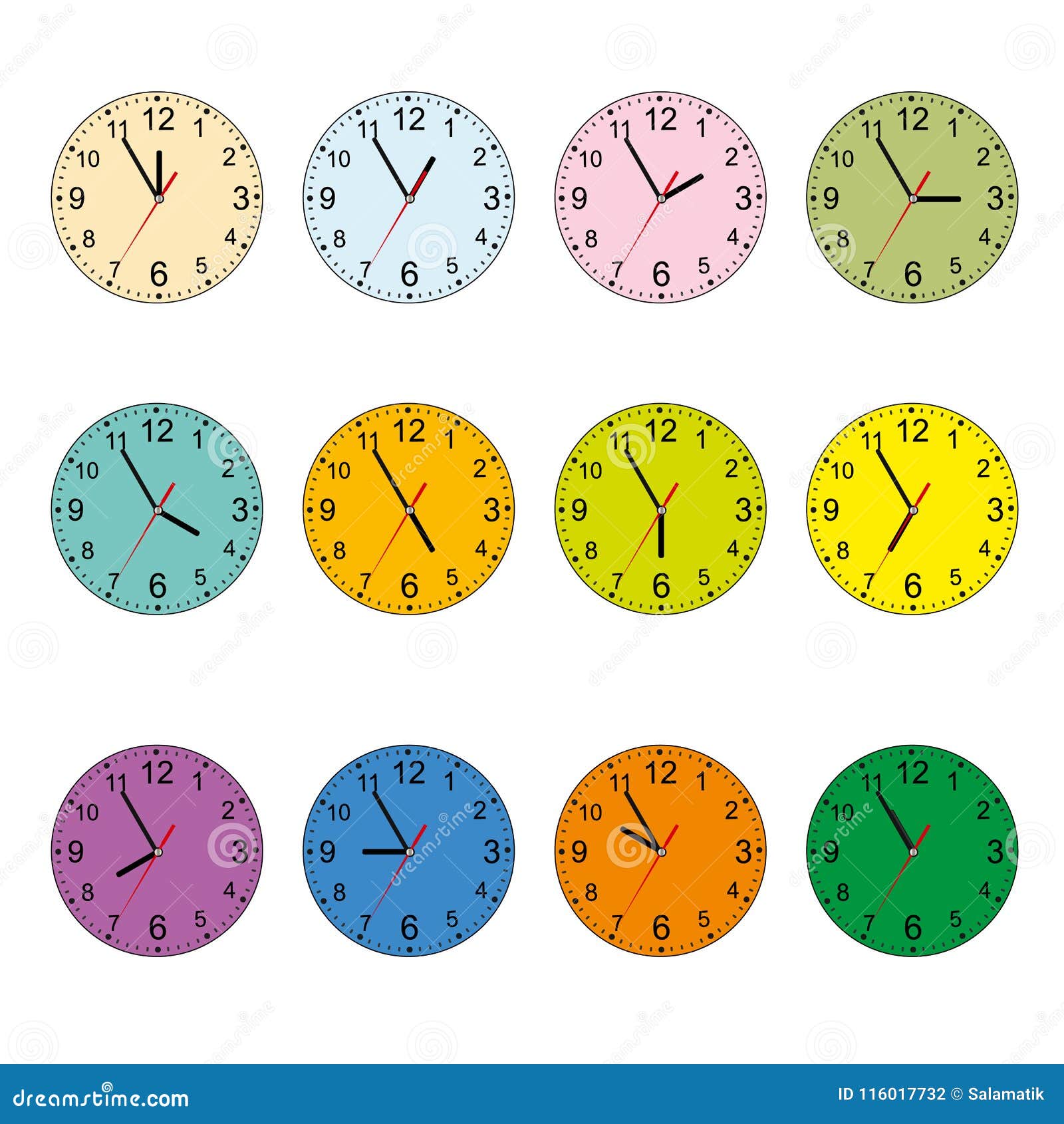 Clock Icon Set. Classic Round Wall Clock Isolated on White. Empty Dial ... Clock Icon Set. Classic Round Wall Clock Isolated on White. Empty Dial ...
