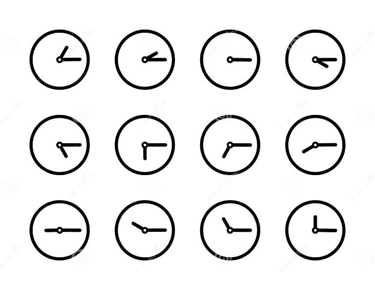 Clock icon set stock illustration. Illustration of brand - 353273012
