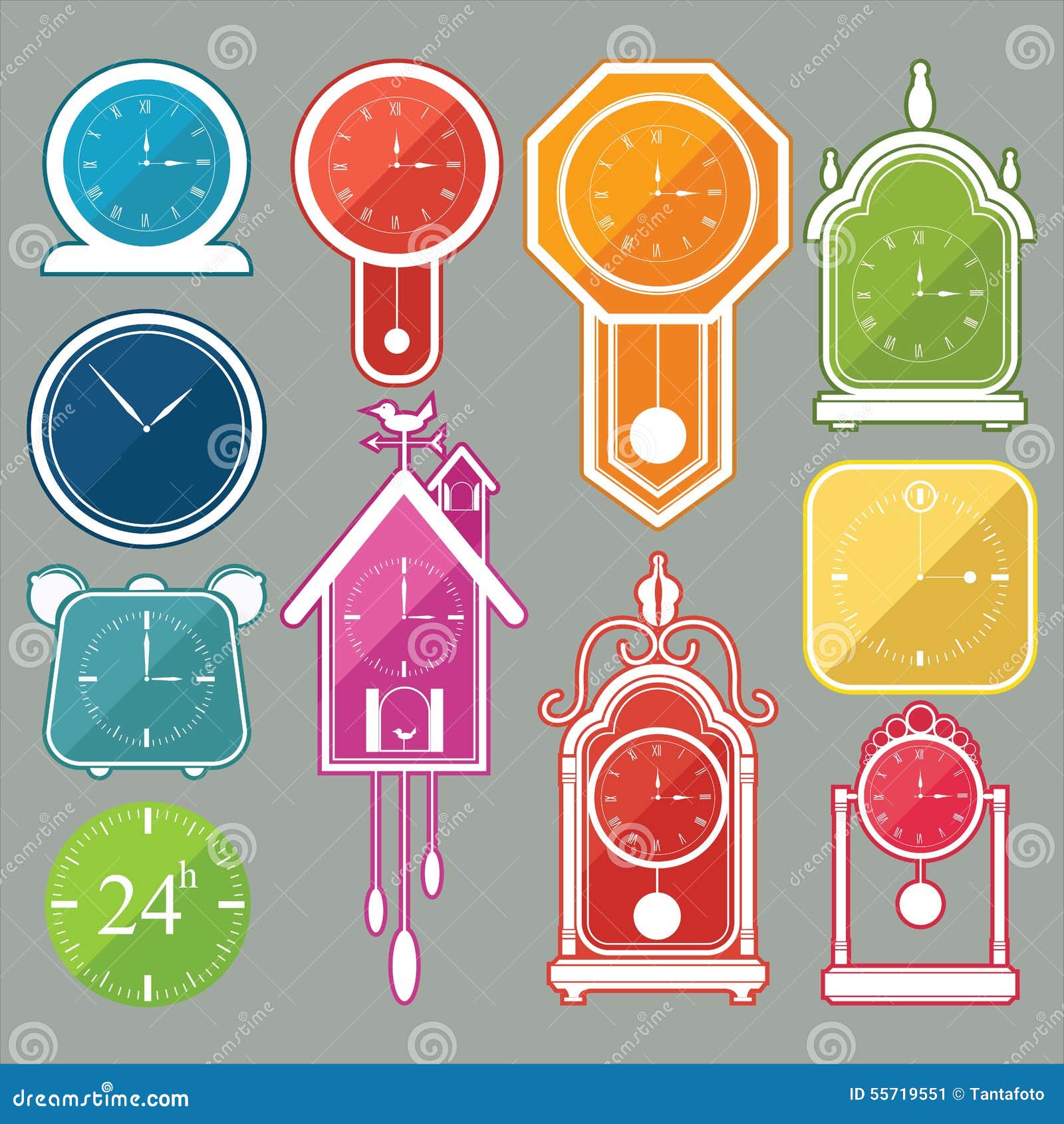 Clock icon set 3 stock vector. Illustration of interface - 55719551