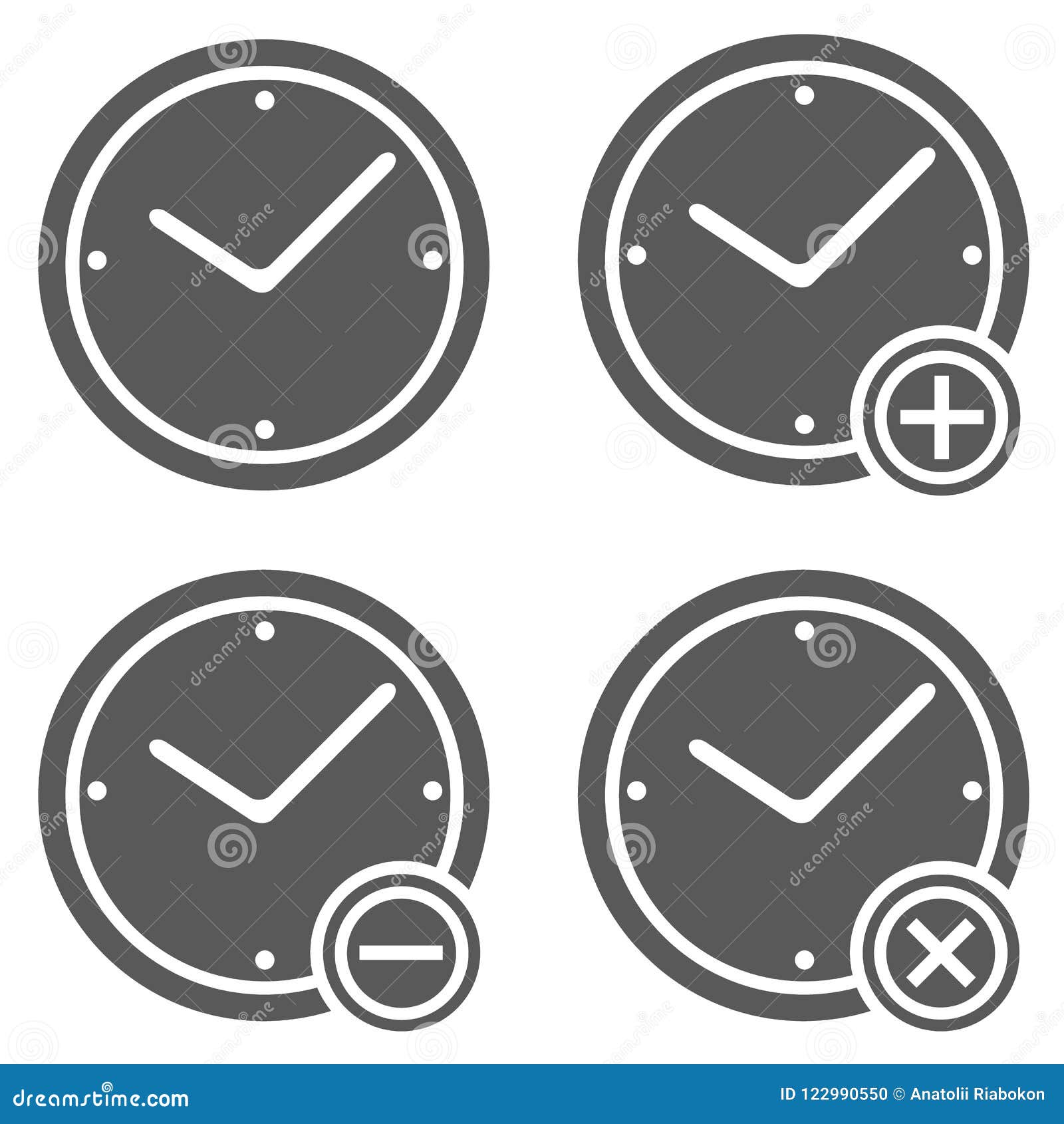 Clock icon set simple stock illustration. Illustration of interval ...