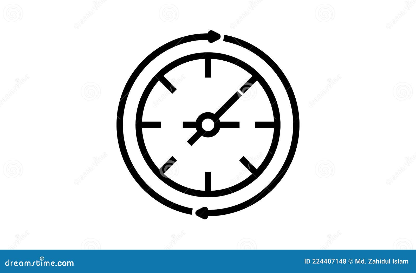 Thin Line Clock Icon Vector Image Stock Vector - Illustration of hours ...