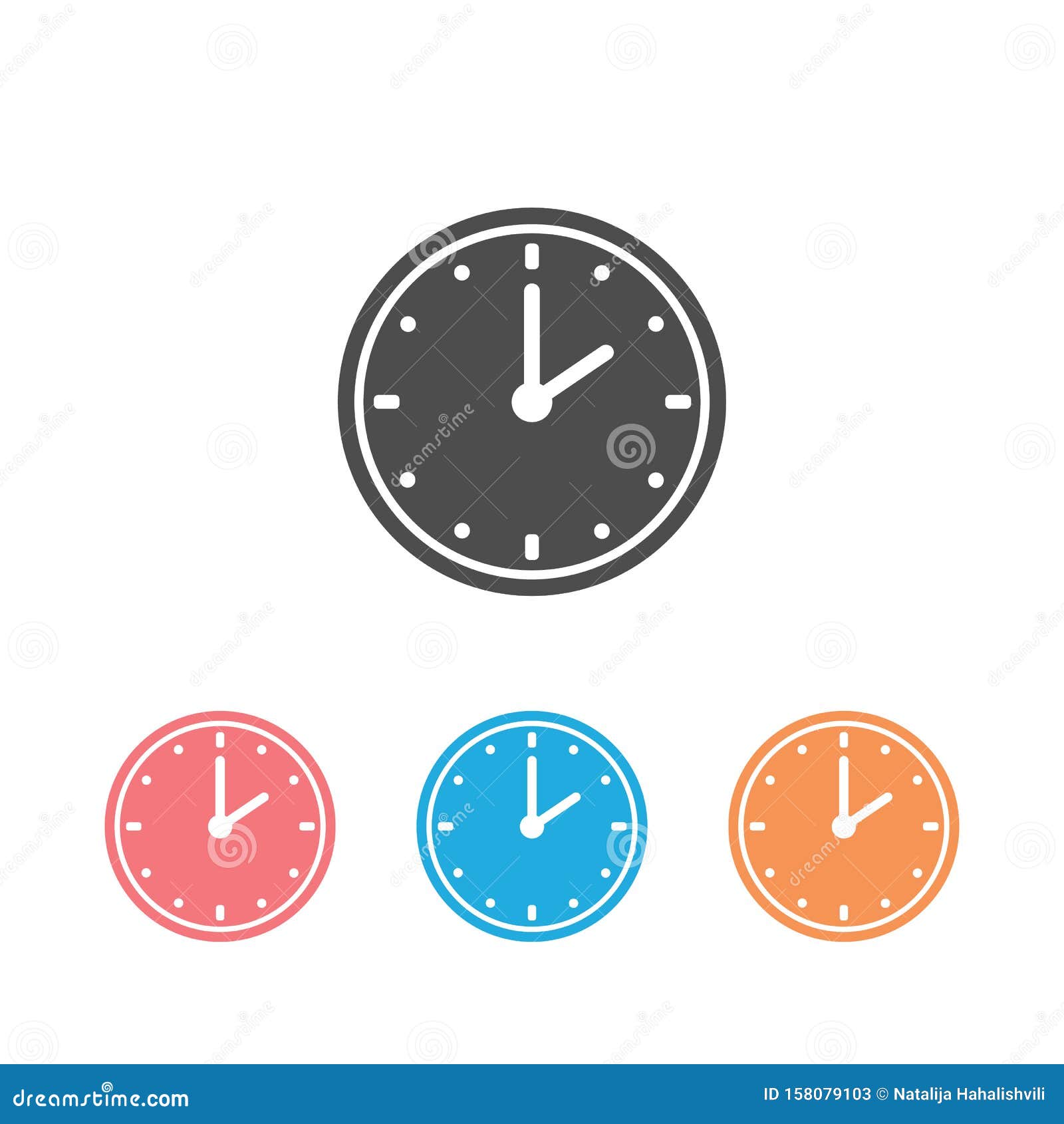 Clock Icon Set, Time Icon Vector Stock Vector - Illustration of ...
