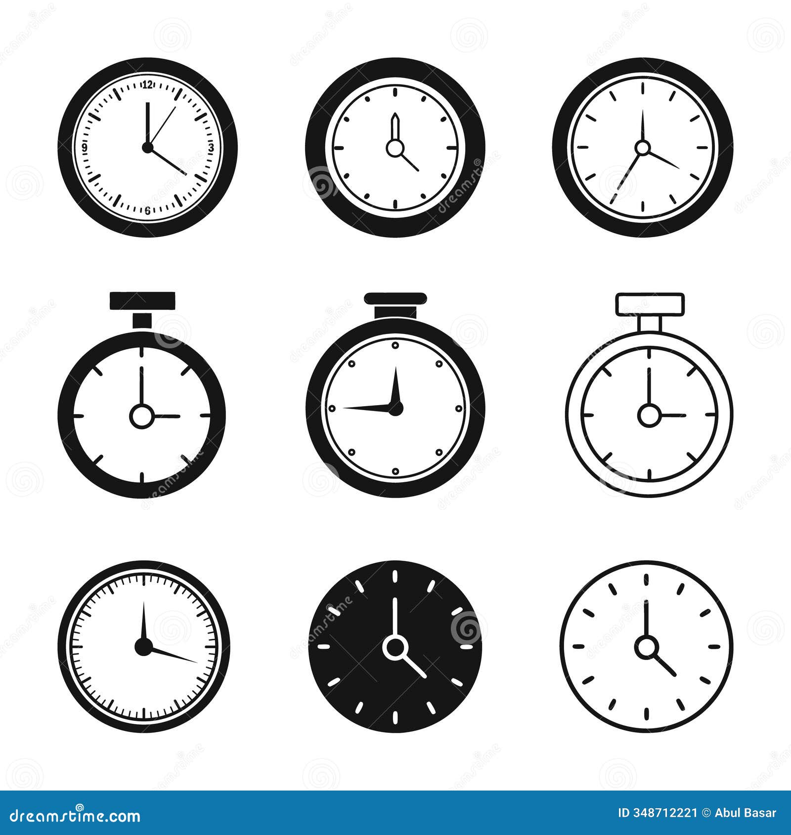 Clock Icon Set. Time Icon Vector. Watch Icon Symbol Stock Vector ...