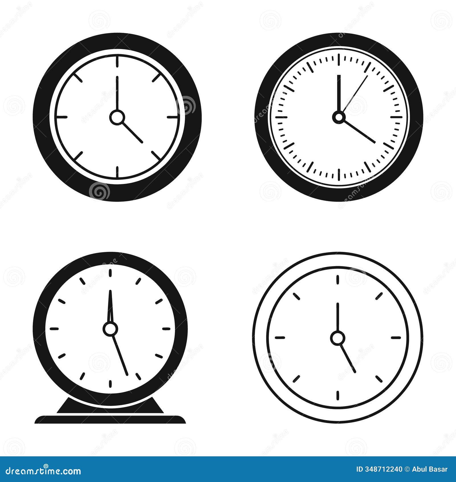 Clock Icon Set. Time Icon Vector Stock Vector - Illustration of design ...