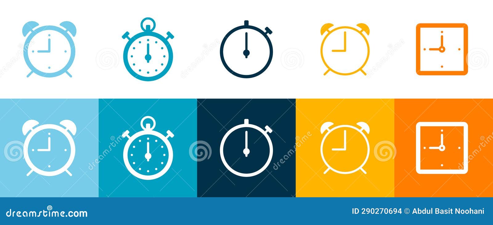 Time Icons Set. Clock Face Variations. Time Measurement Designs. Stock ...