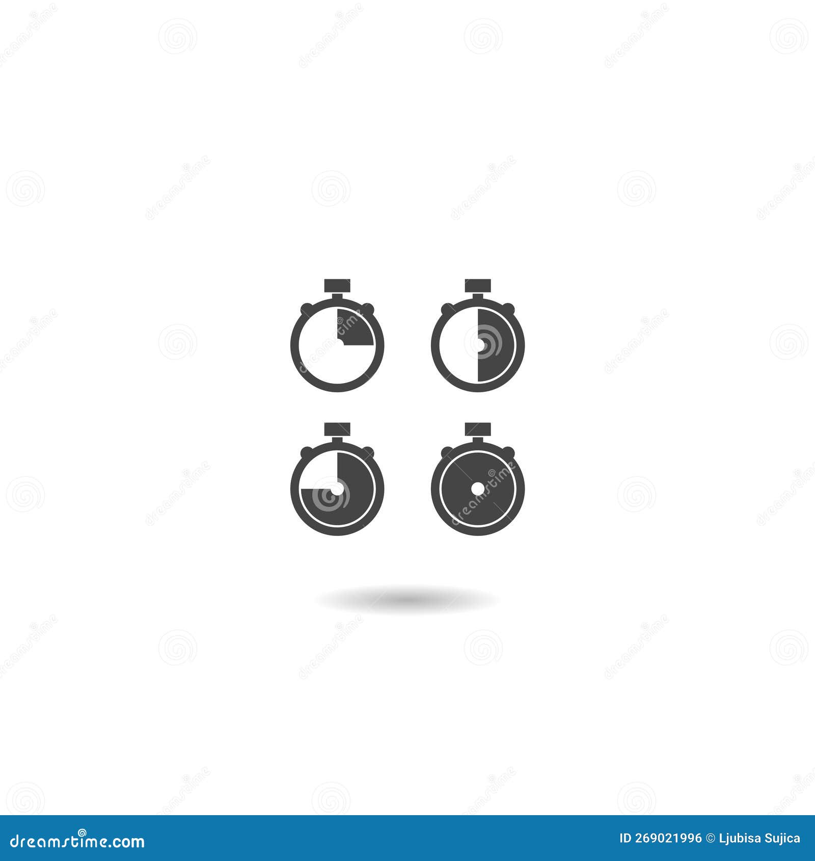 Clock Icon Set. Timer Clock Logo with Shadow Stock Vector ...