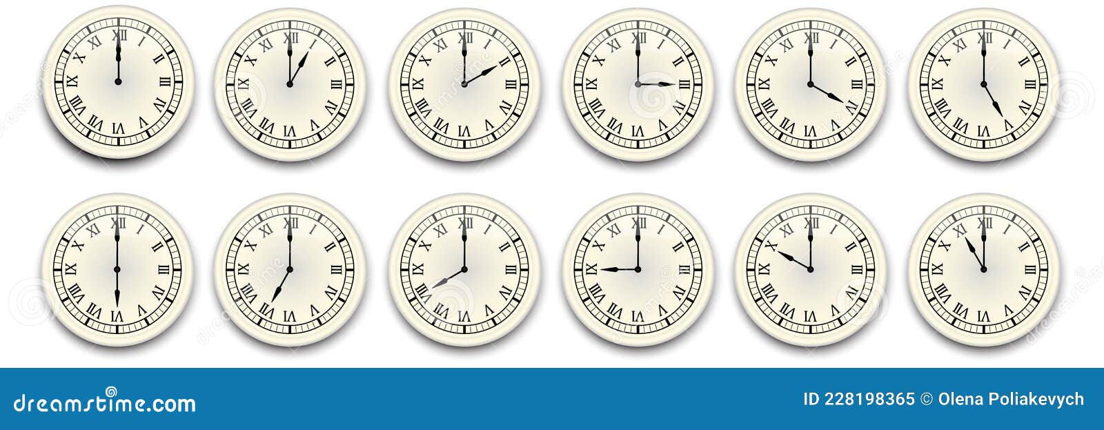 Clock Icon Set. Watch, Time Icon Vector. Realistic Wall Clock Set. Time ...