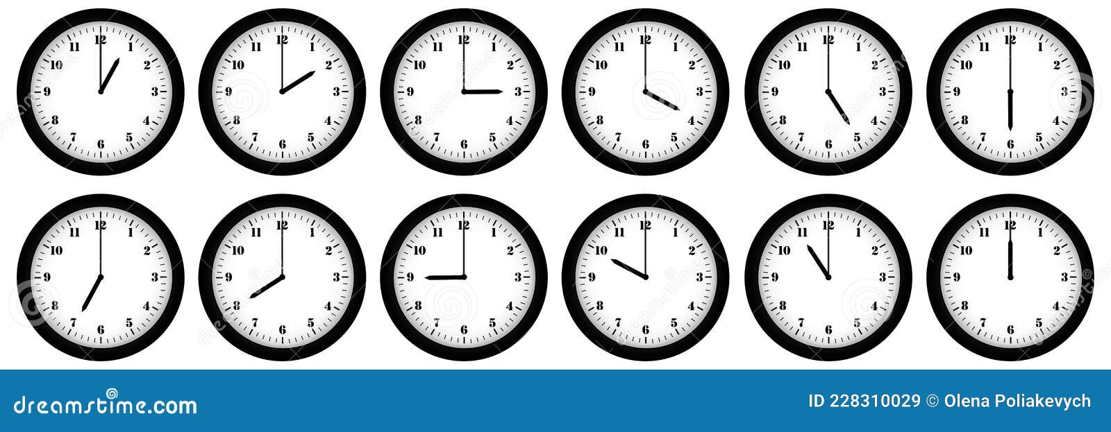Clock Icon Set. Watch, Time Icon Vector. Realistic Wall Clock Set. Time ...