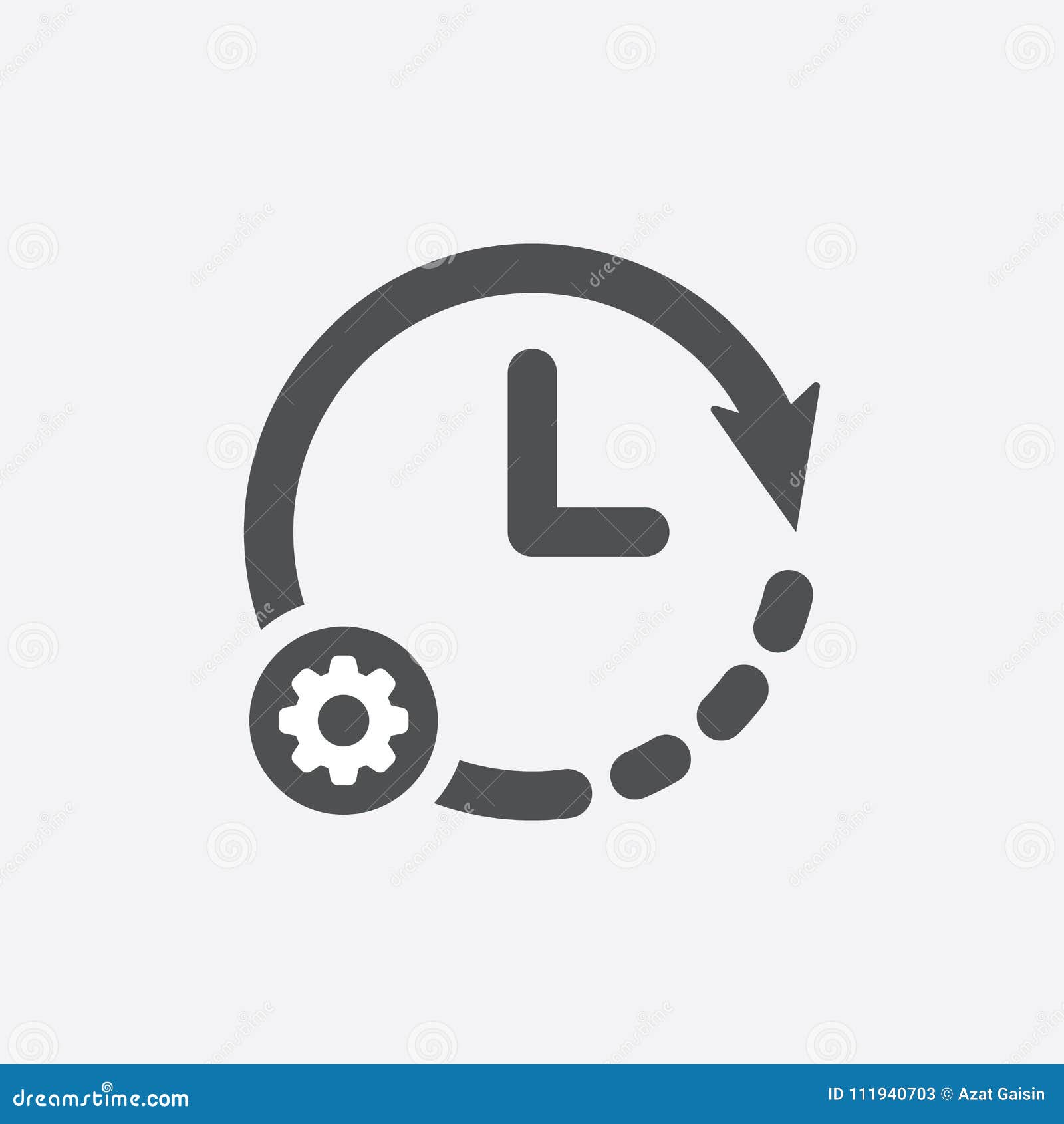 Clock Icon with Settings Sign. Clock Icon and Customize, Setup, Manage ...