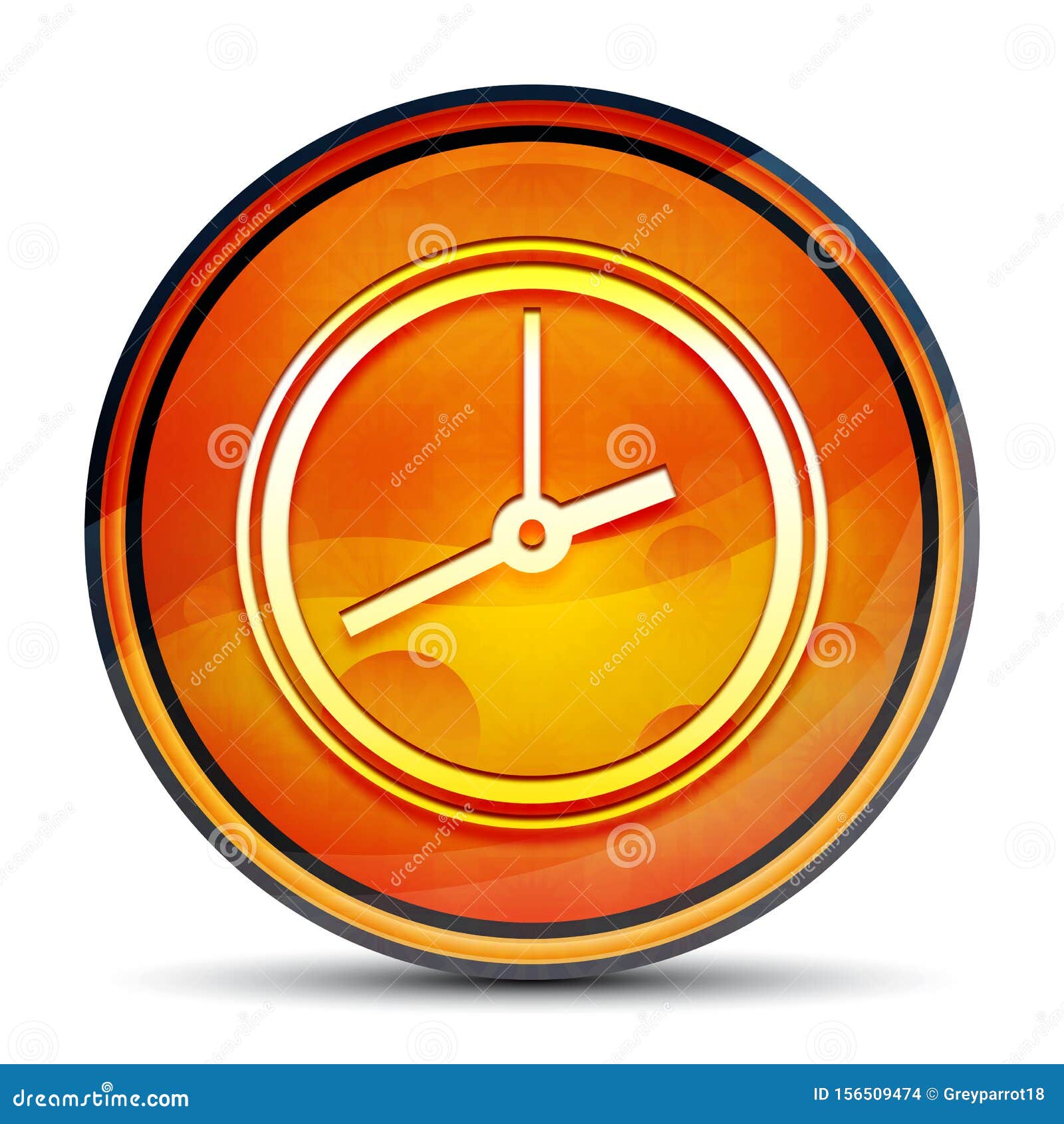Clock Icon Shiny Bright Orange Round Button Illustration Stock ...