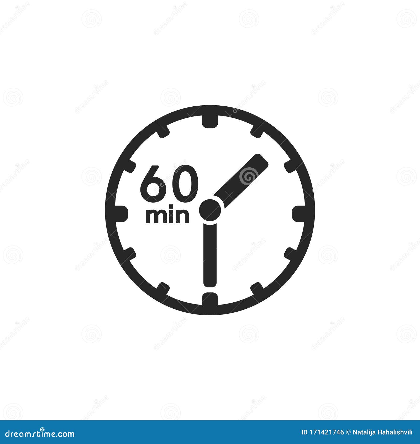 Clock Icon. Sign 60 Min. Vector Illustration on White Stock Vector ...