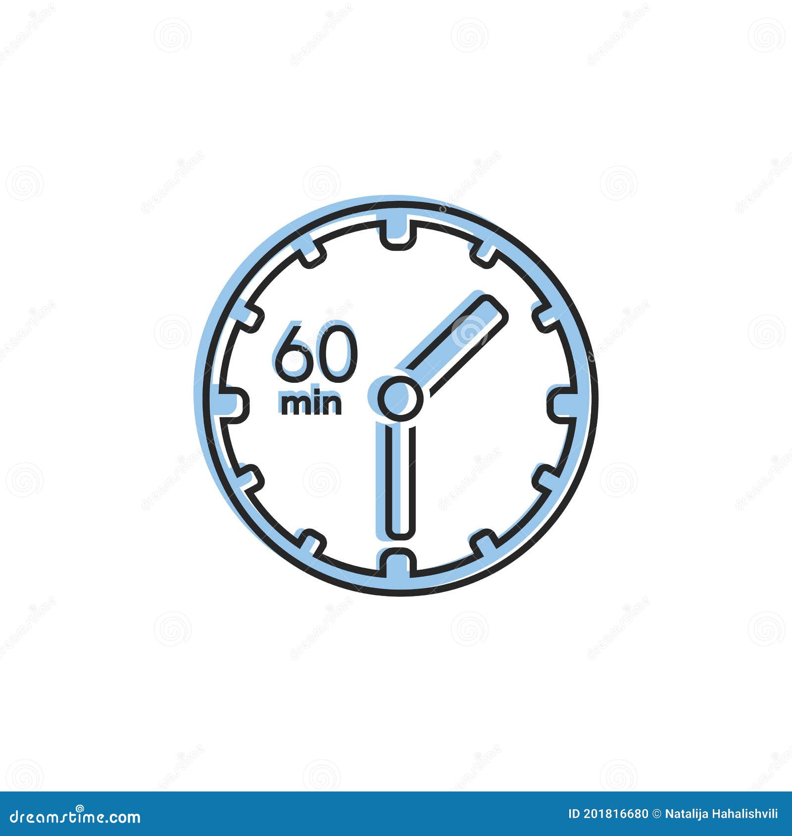 Clock icon. sign 60 min stock vector. Illustration of shape - 201816680