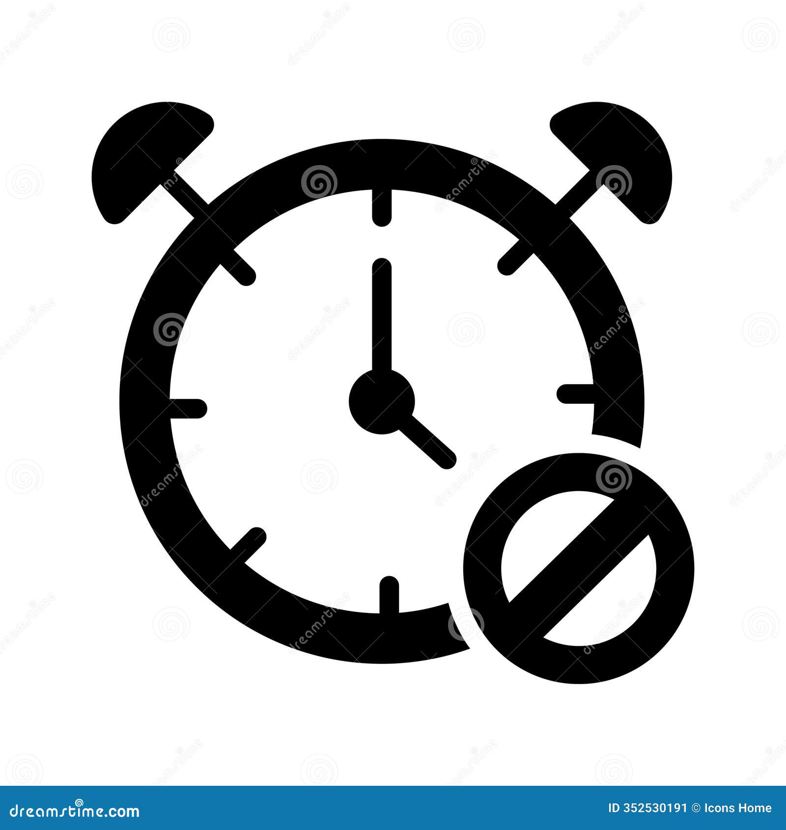 Clock Icon with a Strike through Indicating Disabled Alarms Stock ...
