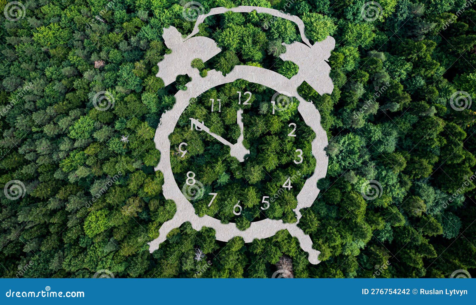 Clock Icon on Top View of Forest Stock Illustration - Illustration of ...