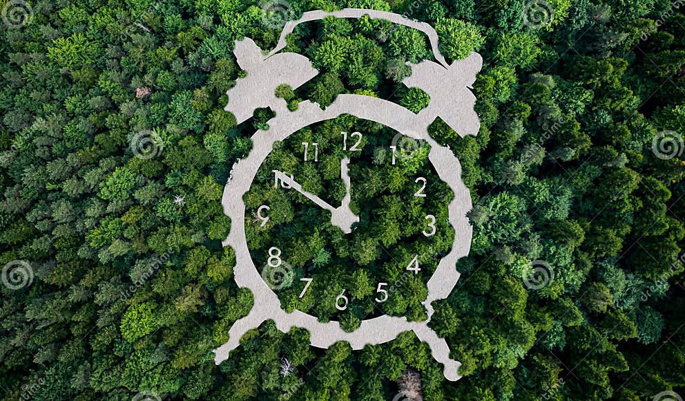 Clock Icon on Top View of Forest Stock Illustration - Illustration of ...
