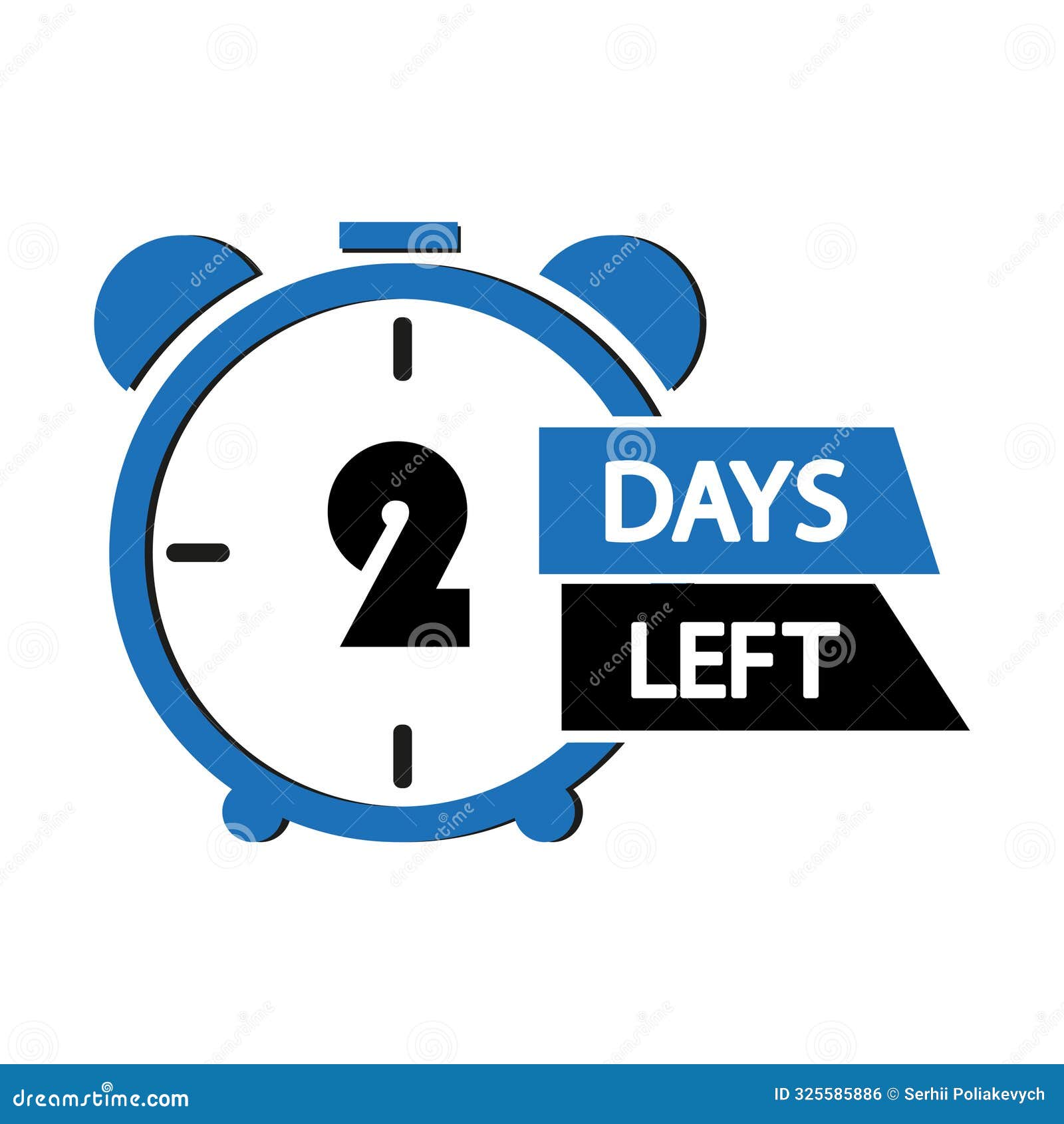 Clock Icon. Two Days Left. Blue and Black Banner. Vector Countdown ...