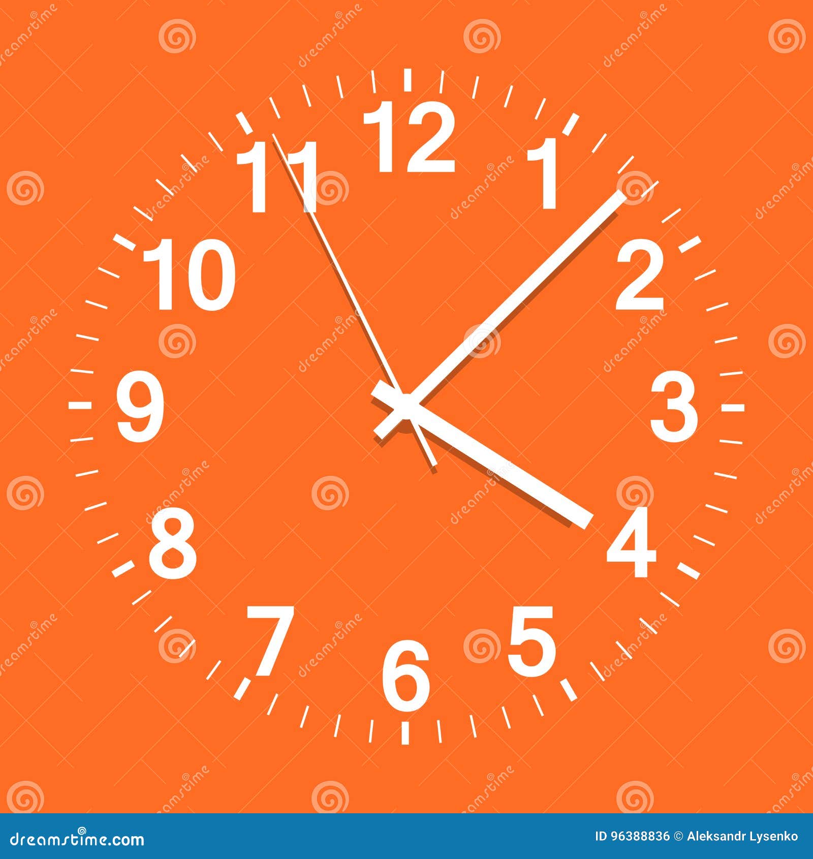 Clock Icon Vector Illustration. Office Clock on Orange Background Stock ...