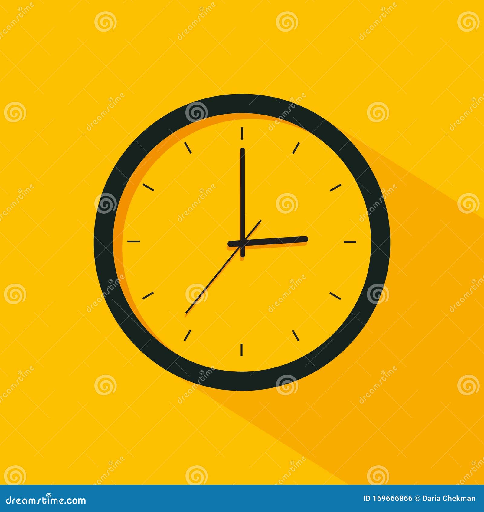 Clock Icon Vector Illustration on Yellow Background, EPS 10. Stock ...