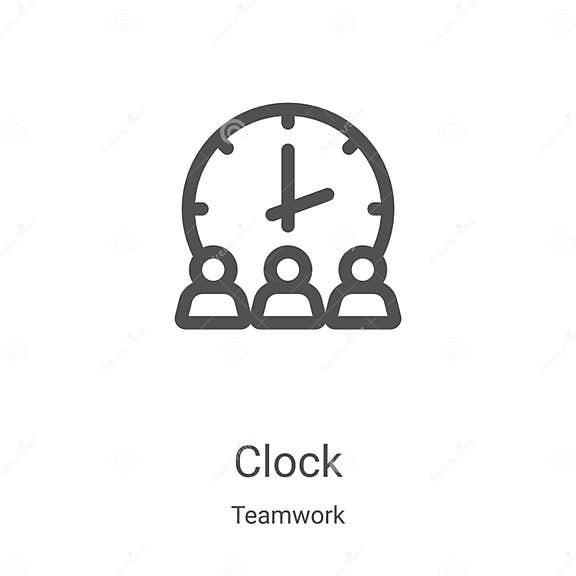 Clock Icon Vector from Teamwork Collection. Thin Line Clock Outline ...