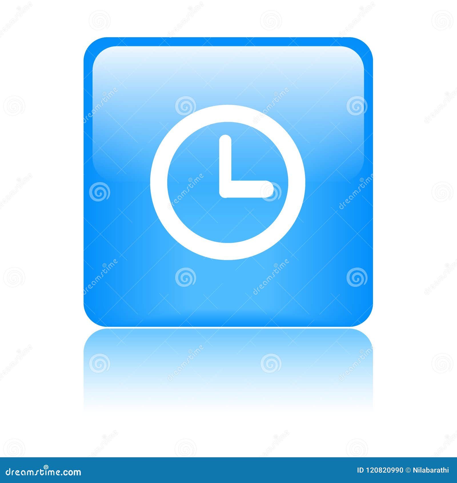 Clock icon web button blue stock illustration. Illustration of element ...