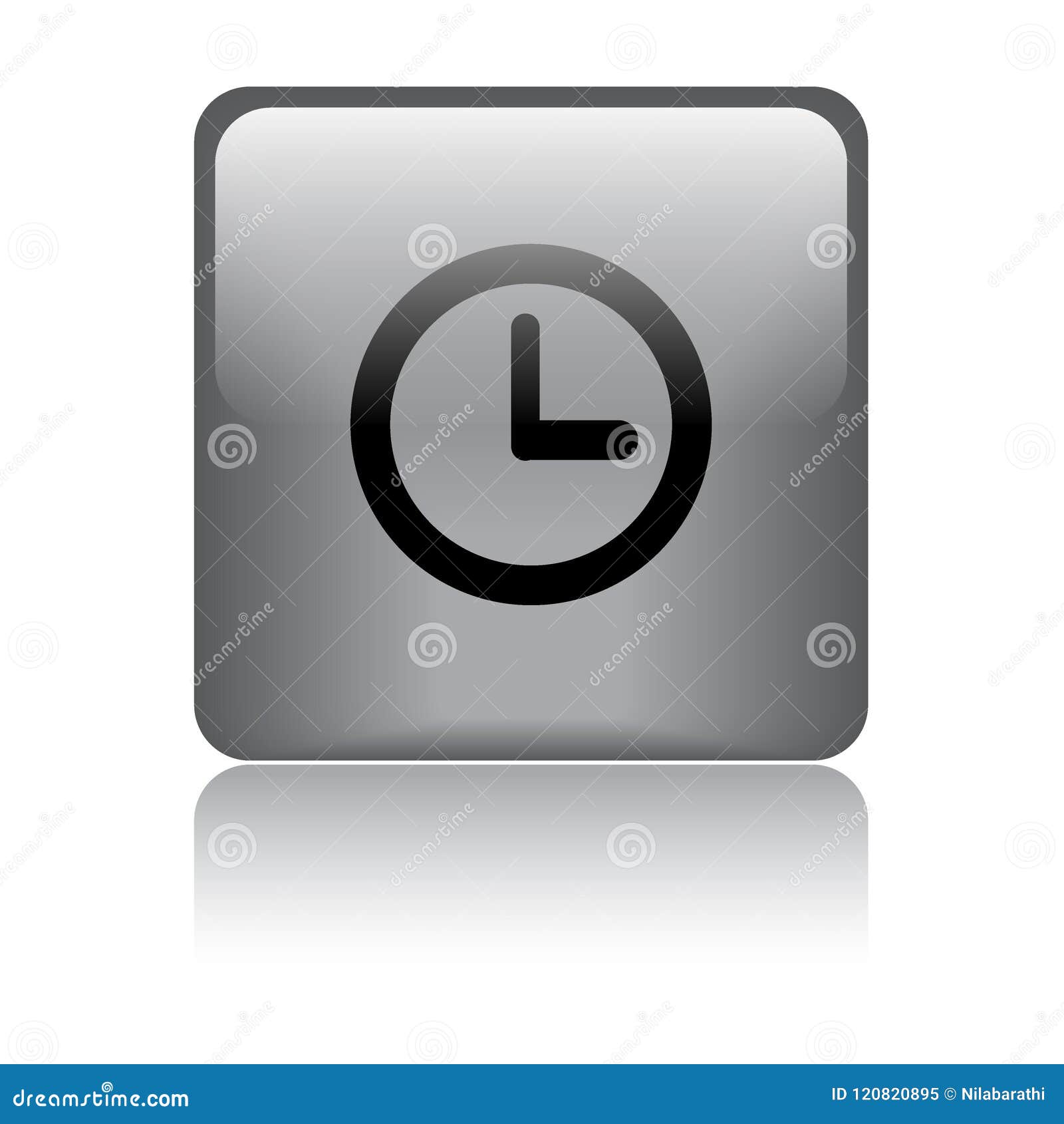 Clock Icon Web Button Square Stock Illustration - Illustration of ...