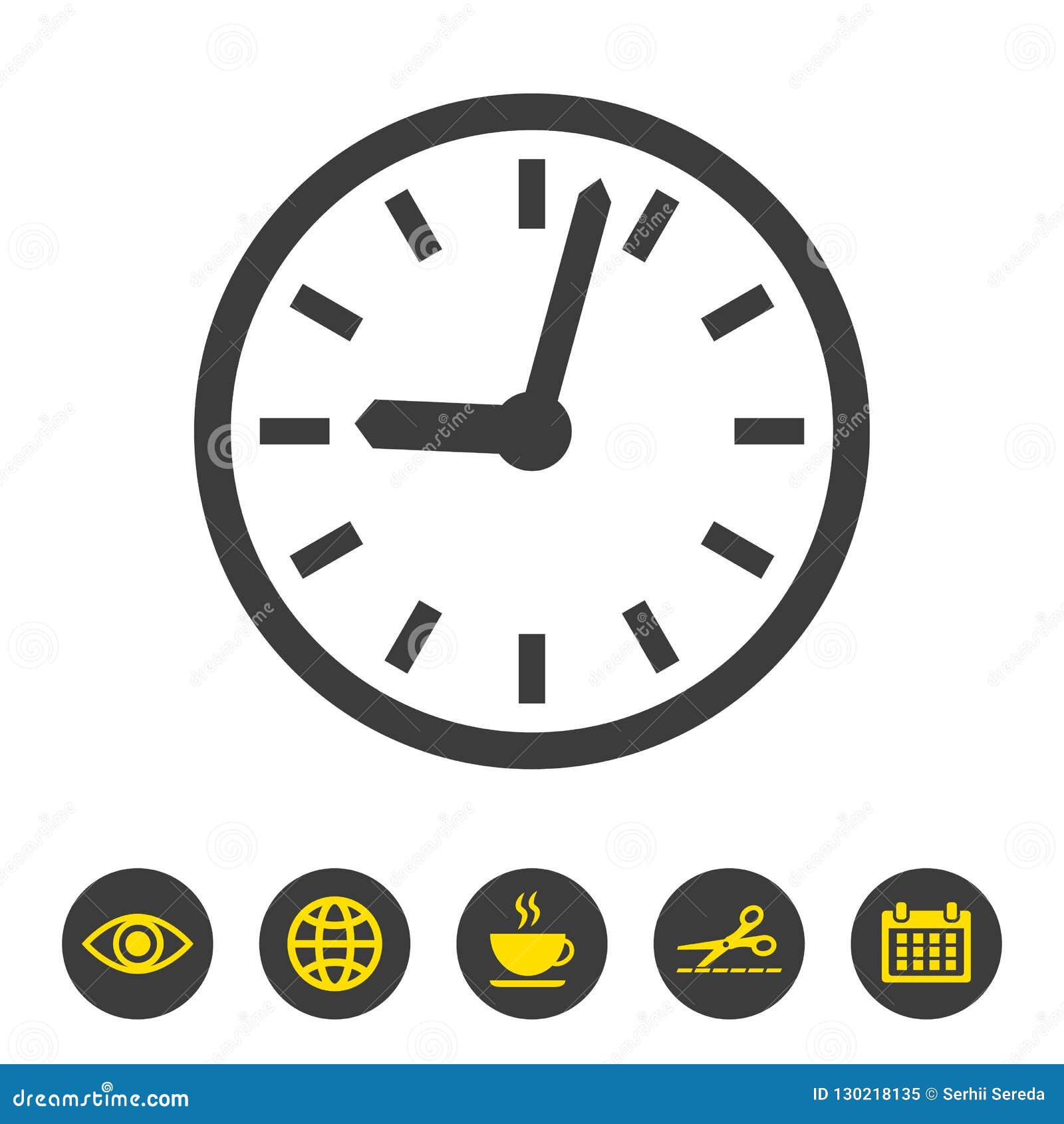 Clock Icon on White Background. Stock Illustration - Illustration of ...