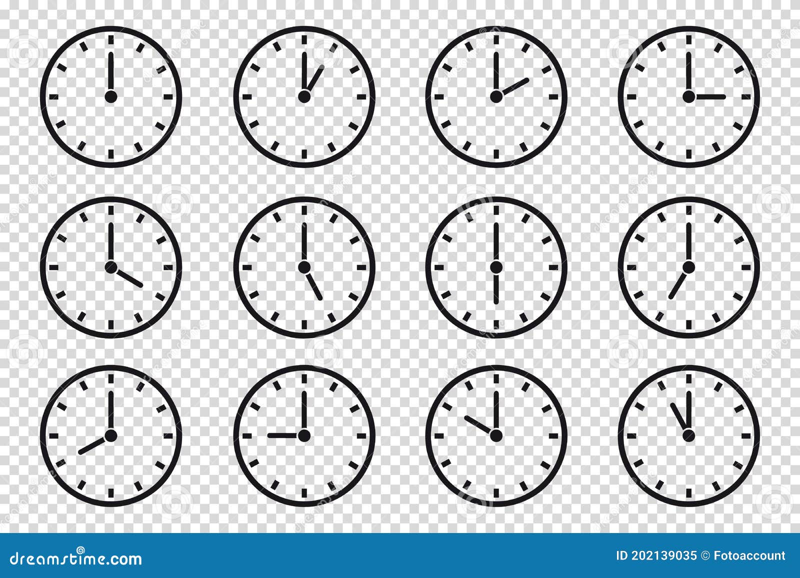Clock Icons With Different Times Vector Illustrations Isolated On