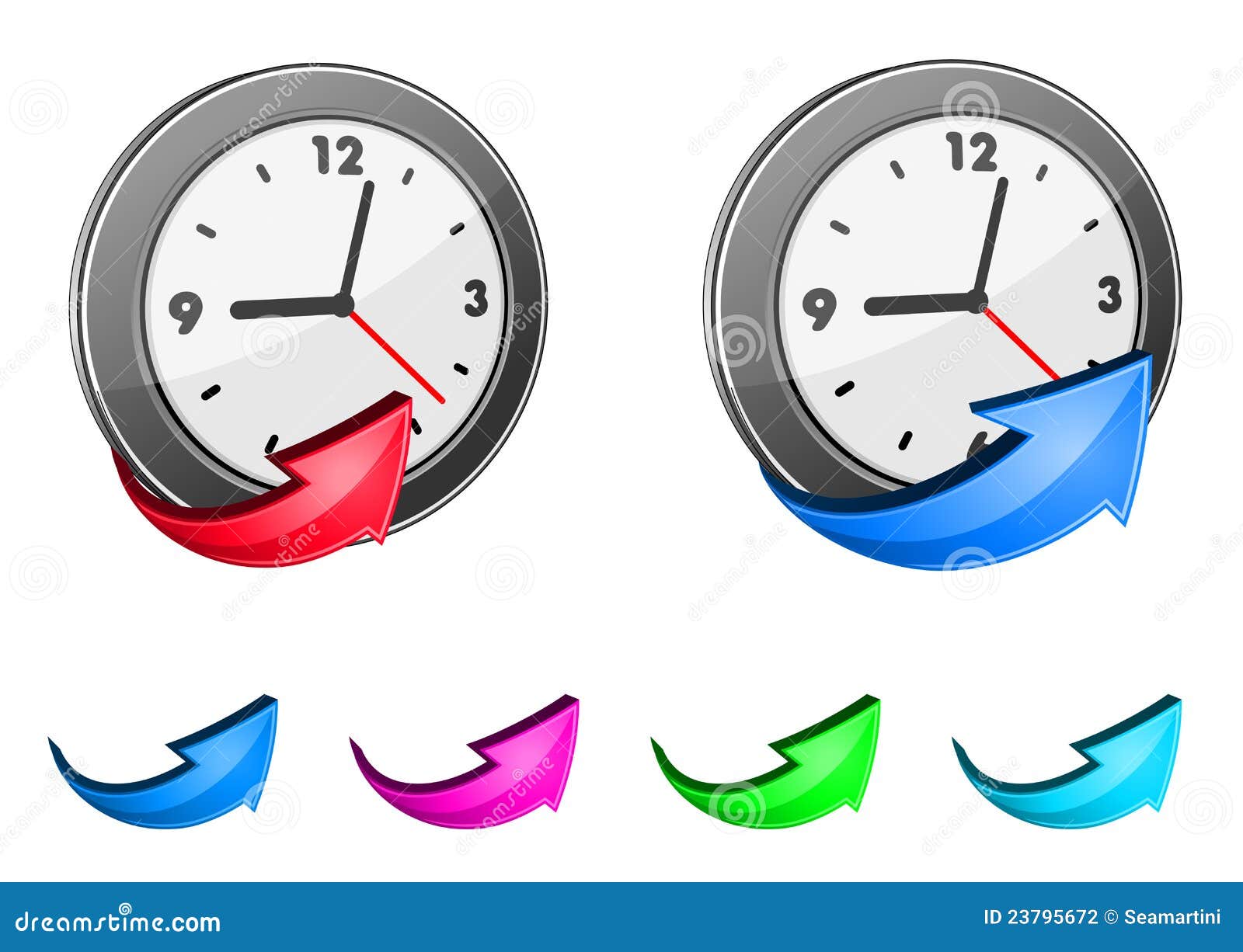 Clock Icons and Glossy Arrows Stock Vector - Illustration of modern ...