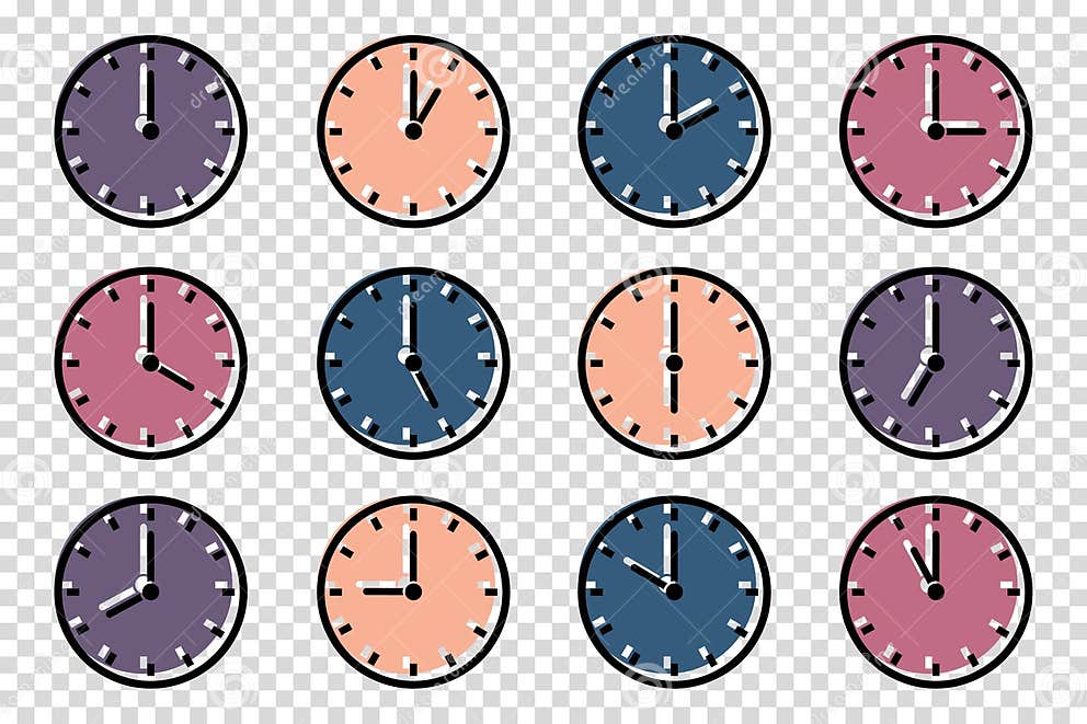 Clock Icons Set with Different Times - Vector Illustrations Isolated on ...